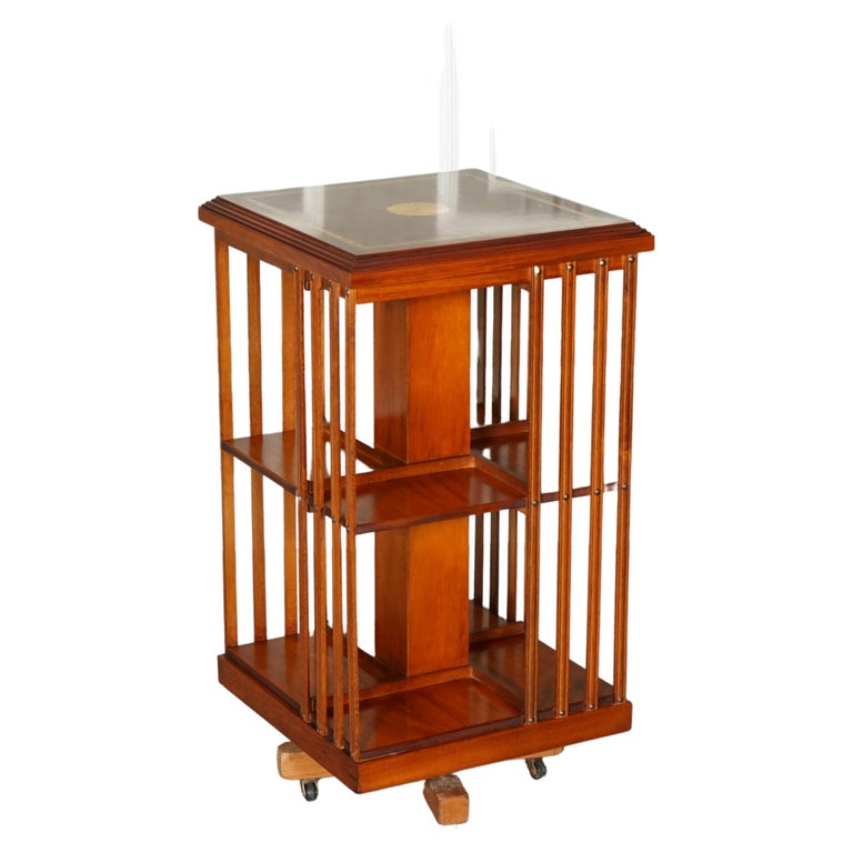 Stunning Burr Walnut Sheraton Revival Inlaid Revolving Bookcase End ...