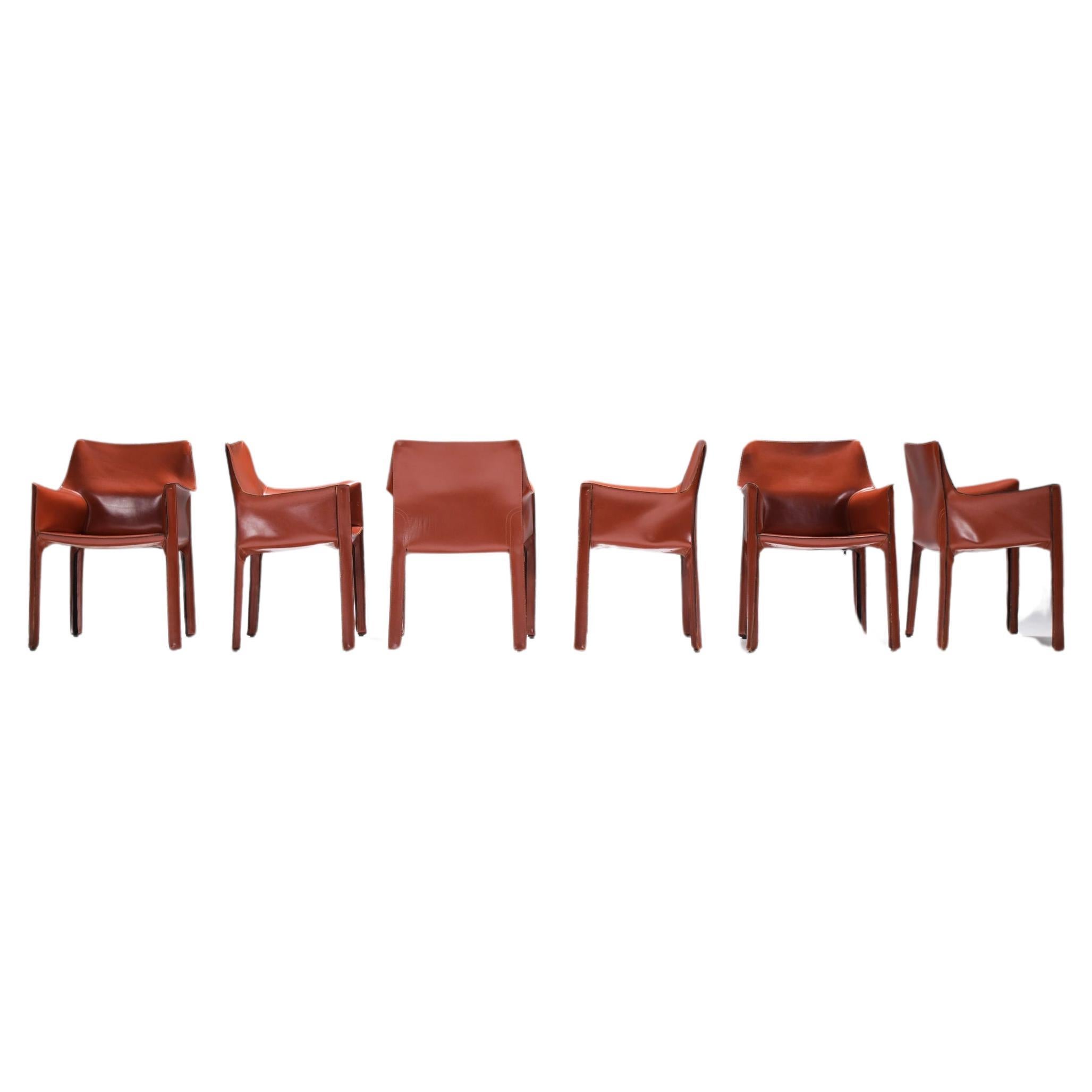 Stunning Cab 413 (6) set in burgundy leather by Mario Bellini for ...