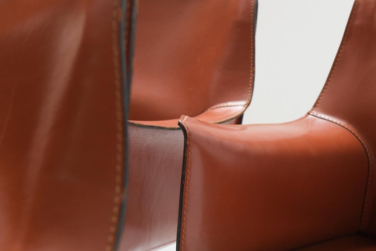 Stunning Cab 413 Dining Chairs in Burgundy Leather by Mario Bellini for ...
