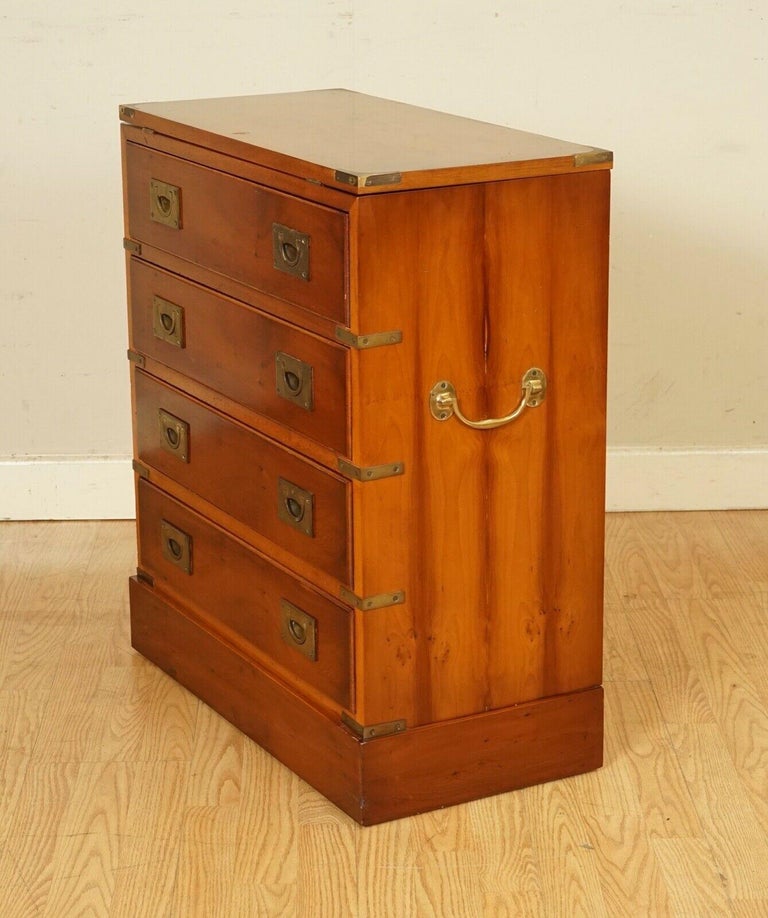 Stunning Campaign Military Yew Wood Chest of Drawers Side Table For ...
