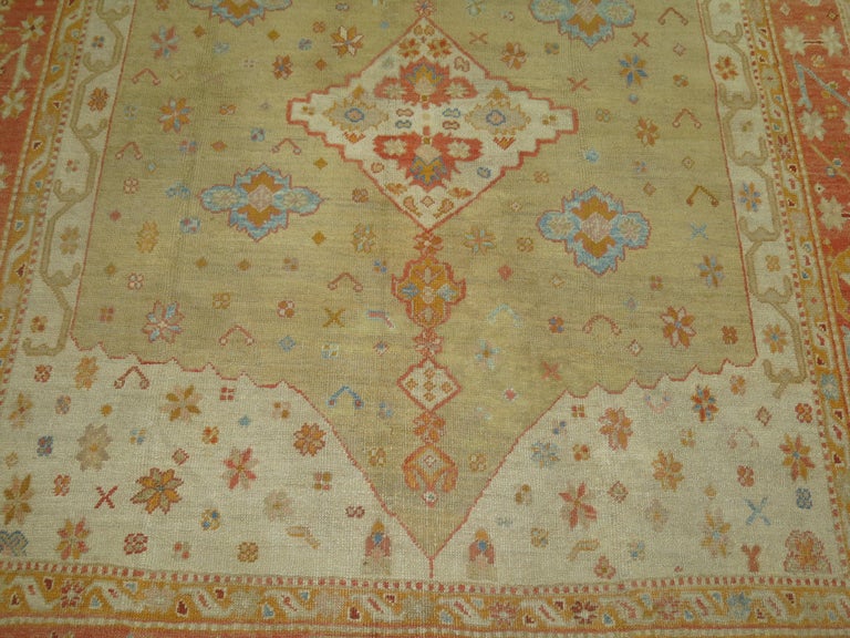 Stunning Caramel Orange Antique Turkish Oushak Rug For Sale at 1stDibs