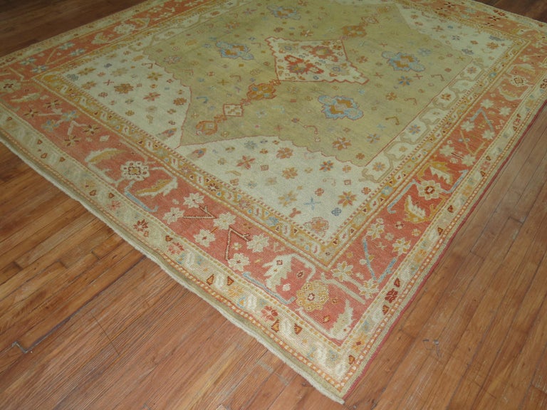 Stunning Caramel Orange Antique Turkish Oushak Rug For Sale at 1stDibs