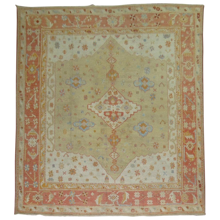 Stunning Caramel Orange Antique Turkish Oushak Rug For Sale at 1stDibs