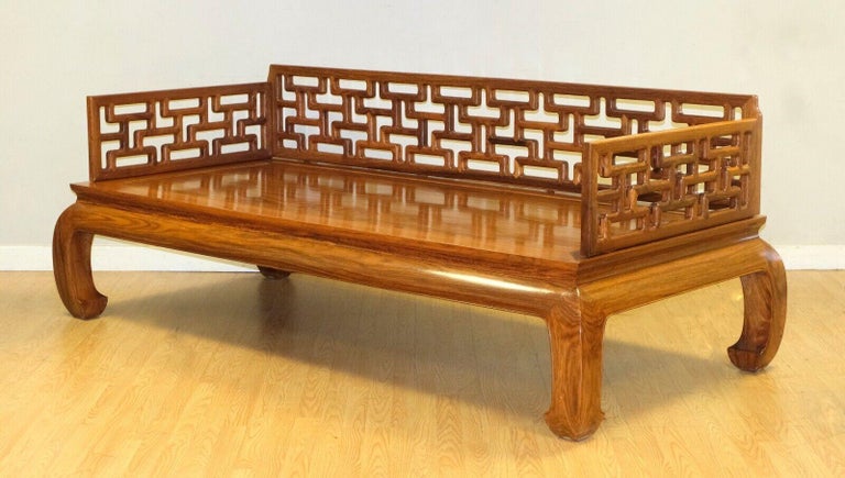 Stunning Carved Chinese Hardwood Opium Bed/Day Bed 'Lou Han Bed' Horse ...