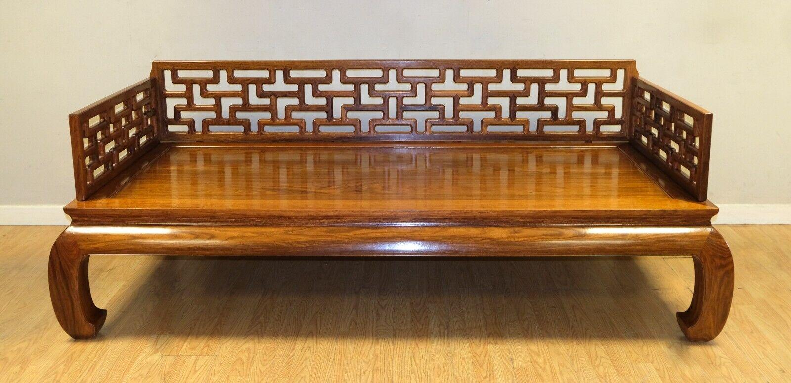 Stunning Carved Chinese Hardwood Opium Bed/Day Bed 'Lou Han Bed' Horse ...