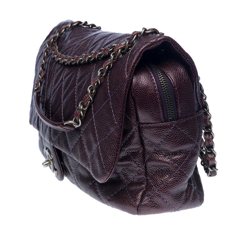 Stunning Chanel Classic shoulder flap bag in purple caviar leather, SHW ...