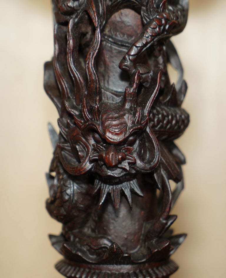 STUNNING CHINESE EXPORT HAND CARVED WOOD DRAGON MANTLE CLOCK and ...