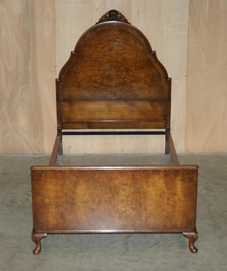 STUNNING CIRCA 1900 BURR WALNUT ENGLISH BEDSTEAD FRAME PART SUiTE QUEEN ...