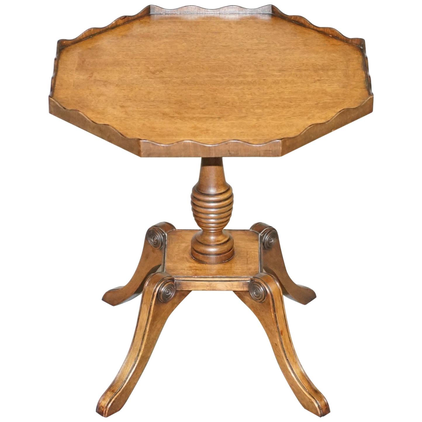 English Oak Side Table with Scalloped Edge, circa 1900 at 1stDibs