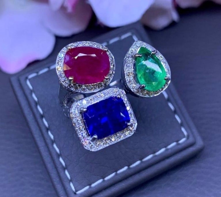 Stunning Ct 8, 26 of Burma Ruby, Ceylon Sapphire, Colombia Emerald and ...
