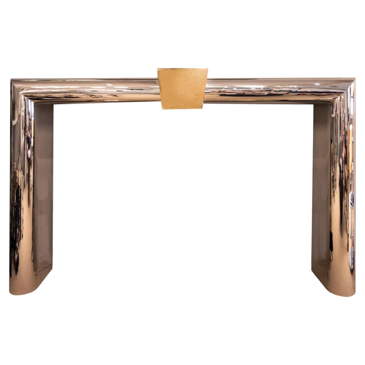 Stainless Steel and Brass Fireplace Surround at 1stDibs