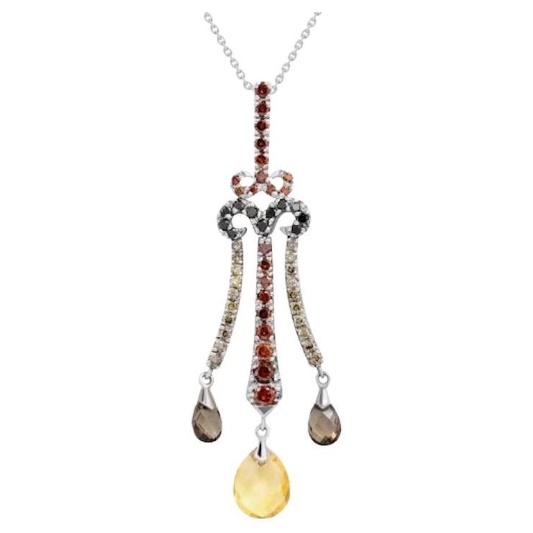Stunning Diamond Quartz Citrine White Gold 18k Necklace for Her For ...