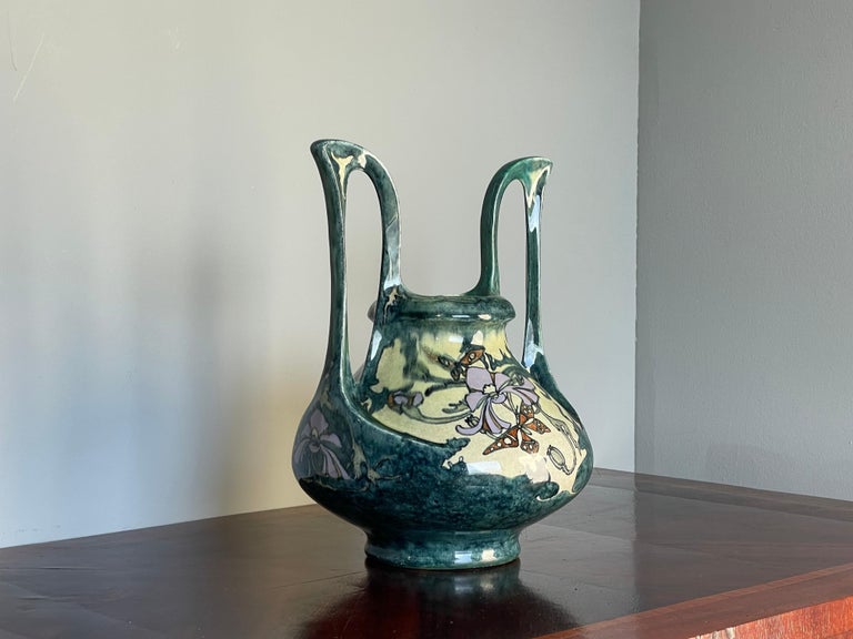 Stunning Dutch Arts and Crafts Hand Painted W. Butterflies Vase by J ...