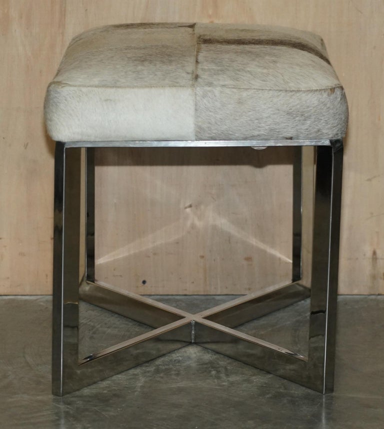 Stunning Eichholtz Pony Hide Chrome Stool for Desks and Dressing Tables ...