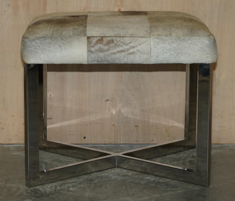 Stunning Eichholtz Pony Hide Chrome Stool for Desks and Dressing Tables ...