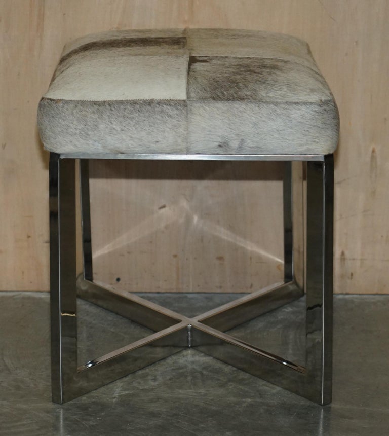 Stunning Eichholtz Pony Hide Chrome Stool for Desks and Dressing Tables ...