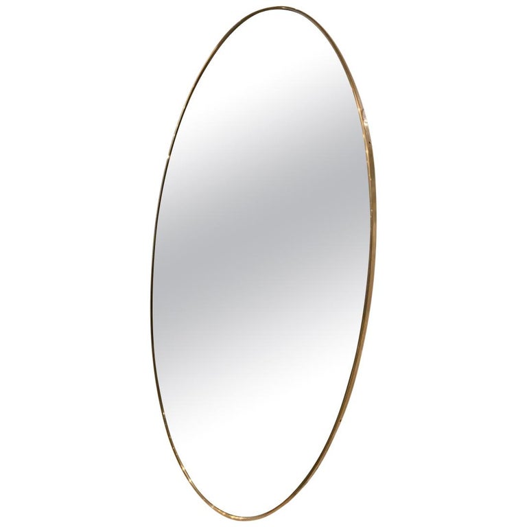 Stunning Ellipse Formed Brass Mirror-Midcentury, Italy at 1stDibs