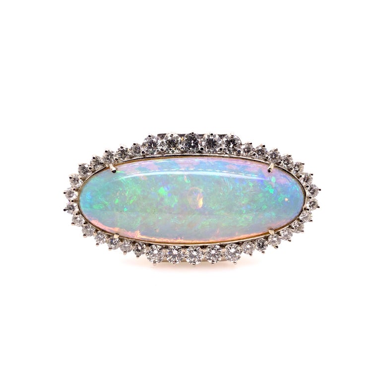 Stunning Ethiopian Opal Diamond Cocktail Pointer Finger Ring in 18 ...