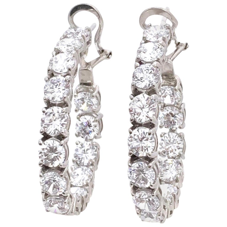 Stunning Faux Diamond Sterling Silver Hoop Earrings at 1stDibs ...