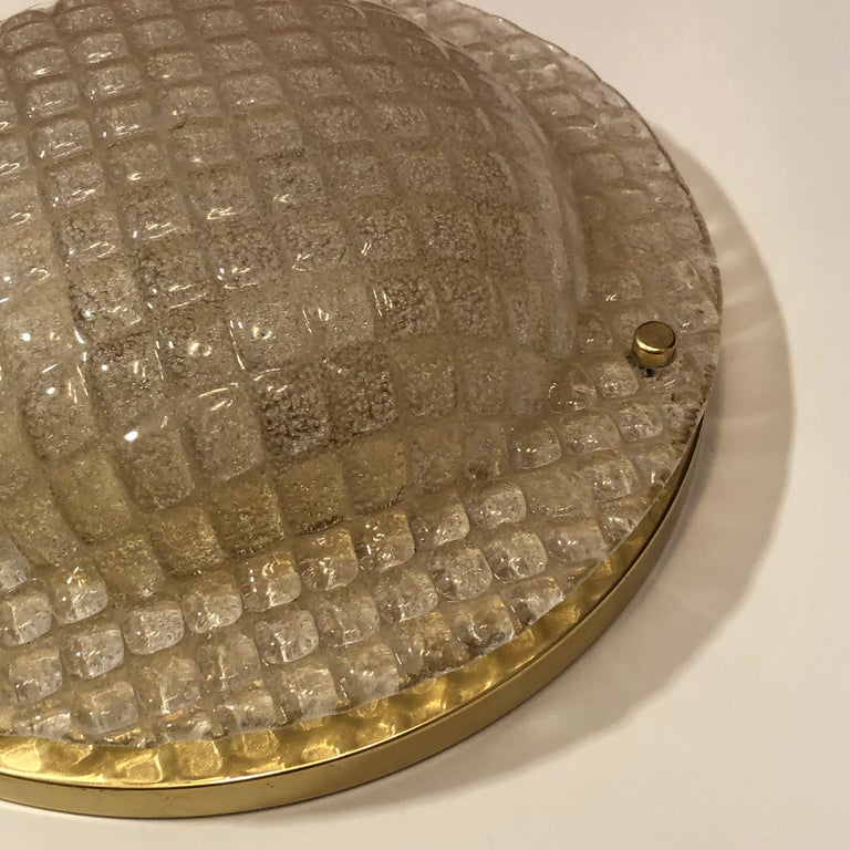 Stunning Fischer Leuchten Textured Glass Flush Mount, German, 1960s For ...