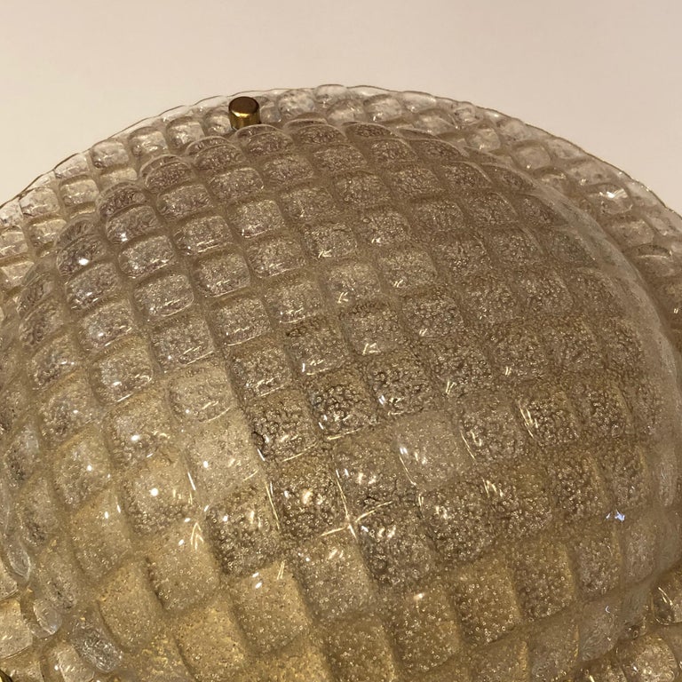 Stunning Fischer Leuchten Textured Glass Flush Mount, German, 1960s For ...