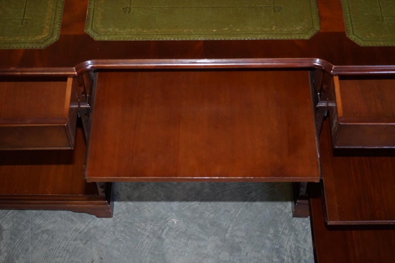 Stunning Flamed Hardwood Green Leather Desk for Hiding a Computer Work ...