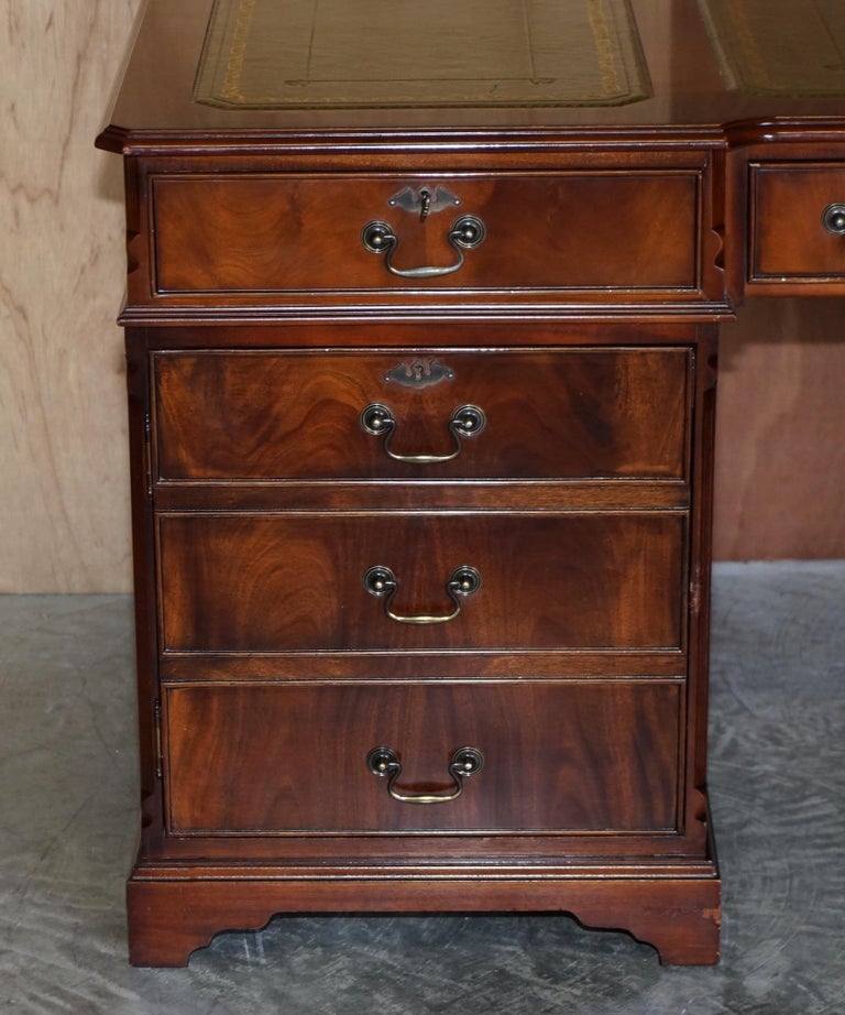 Stunning Flamed Hardwood Green Leather Desk for Hiding a Computer Work ...