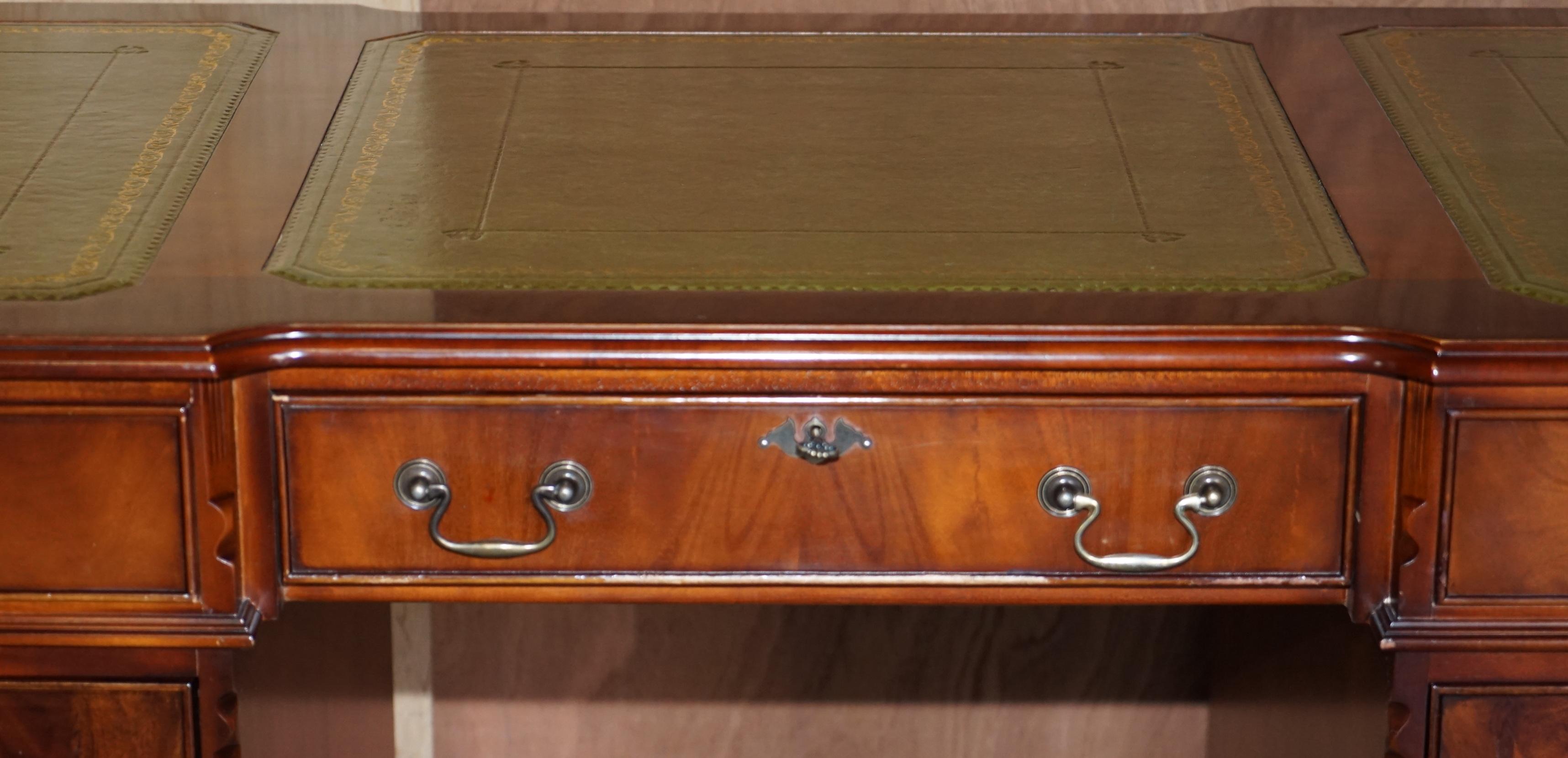 Stunning Flamed Hardwood Green Leather Desk for Hiding a Computer Work ...