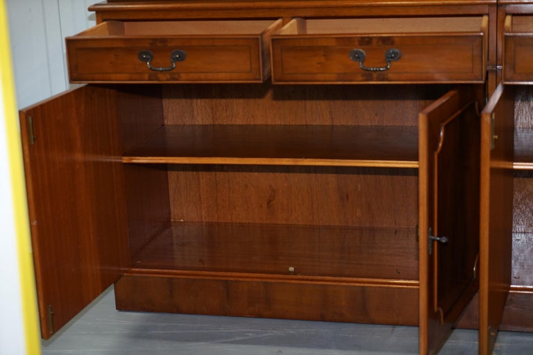 Stunning FLAMED YEW WOOD BRADLEY ENGLAND TRIPLE BANK LiBRARY BOOKCASE CUPBOARD at 1stDibs