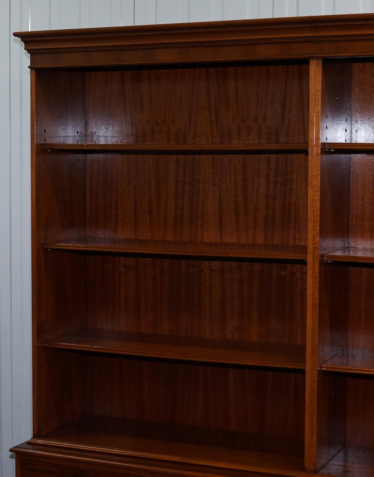 Stunning FLAMED YEW WOOD BRADLEY ENGLAND TRIPLE BANK LiBRARY BOOKCASE ...