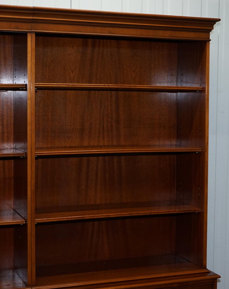 Stunning FLAMED YEW WOOD BRADLEY ENGLAND TRIPLE BANK LiBRARY BOOKCASE CUPBOARD at 1stDibs