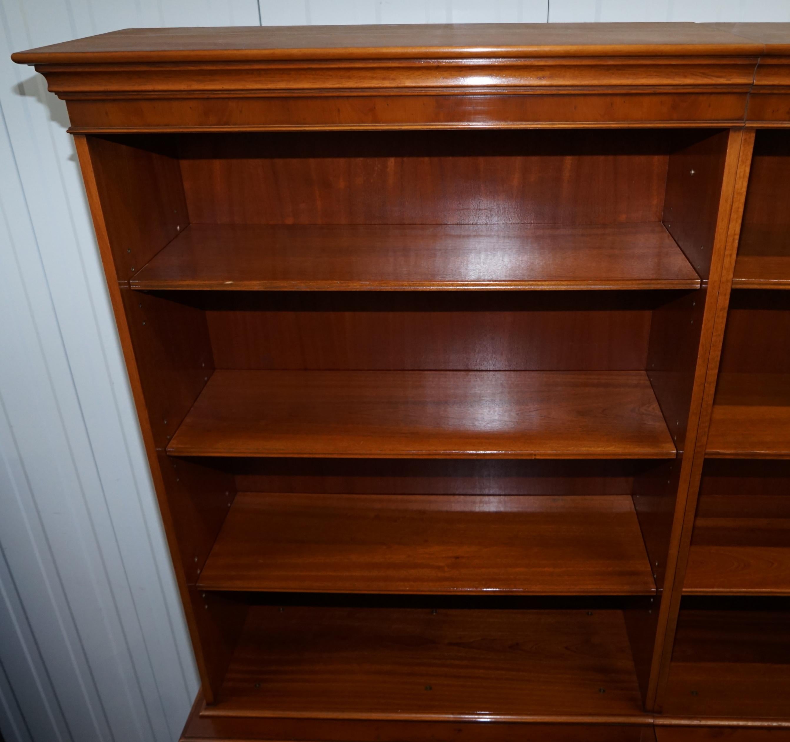 Stunning FLAMED YEW WOOD BRADLEY ENGLAND TRIPLE BANK LiBRARY BOOKCASE ...