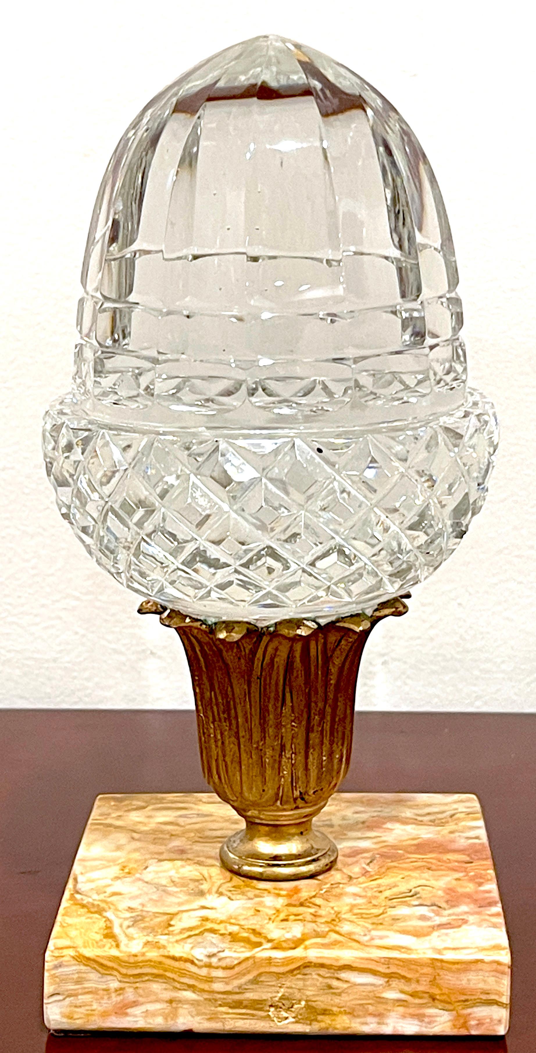 Stunning French Crystal Acorn Gilt Bronze and Siena Marble Newel Post ...