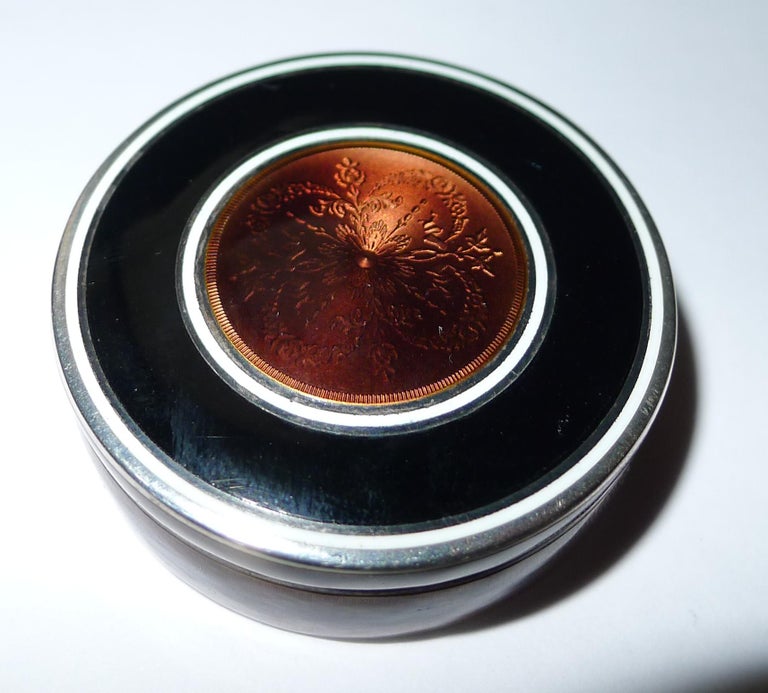 Stunning French Silver and Guilloche Enamel Pill Box For Sale at 1stDibs