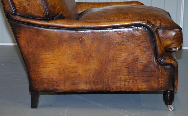 Stunning Restored Crocodile Alligator Patina Brown Leather Howard Club ...