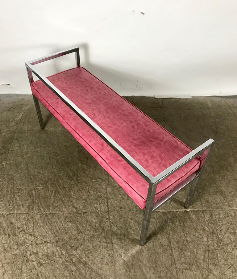 Stunning Geometric Chrome Bench after Milo Boughman For Sale at 1stDibs