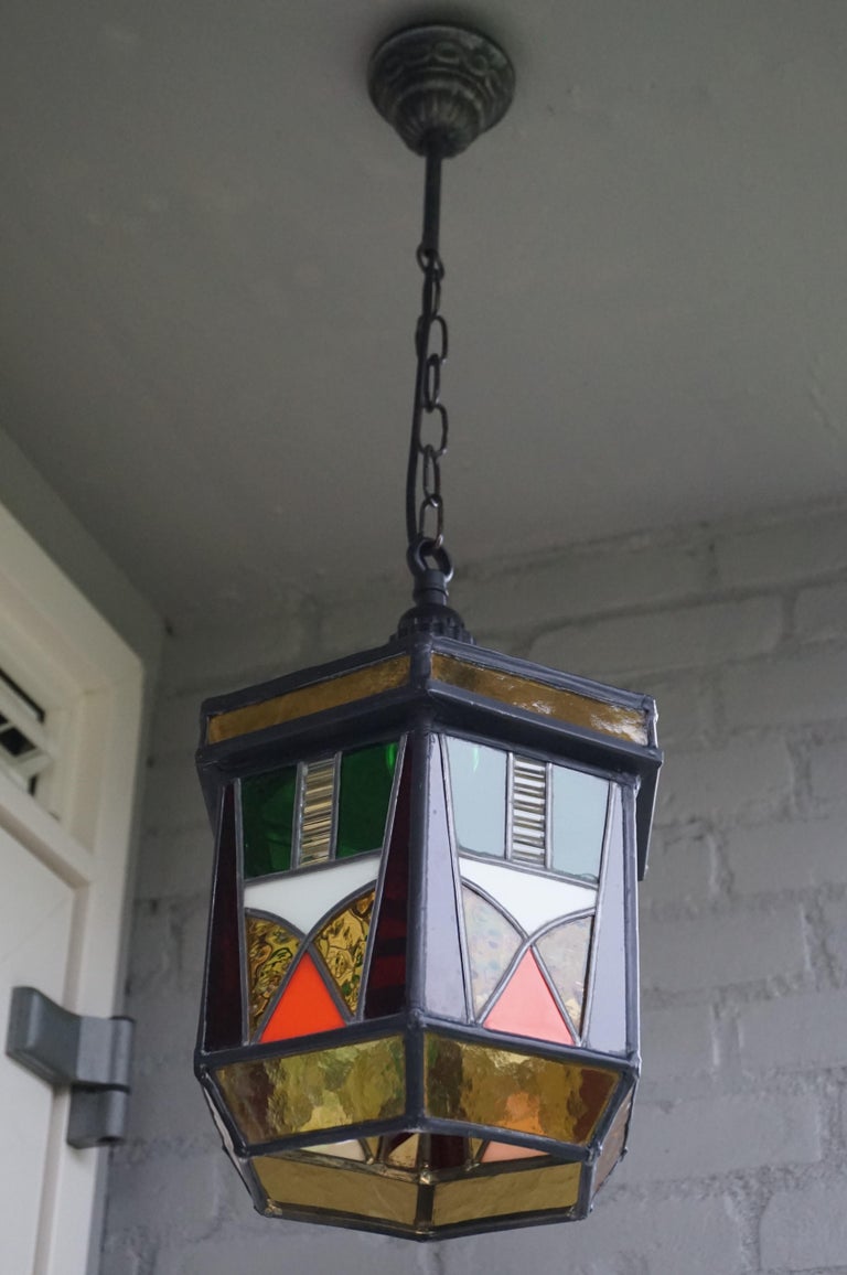 Stunning Geometrical Design and Great Colors, Art Deco Pendant Light ...