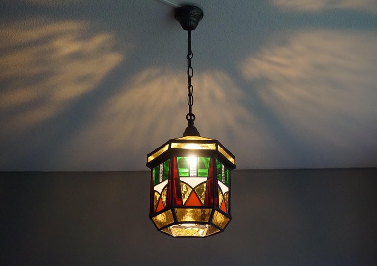 Stunning Geometrical Design and Great Colors, Art Deco Pendant Light ...