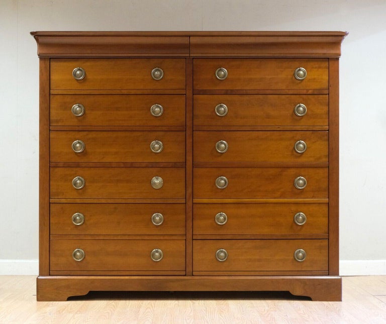Stunning Grange Brown Cherry Wood Tall Chest of Drawers 14 Drawers ...