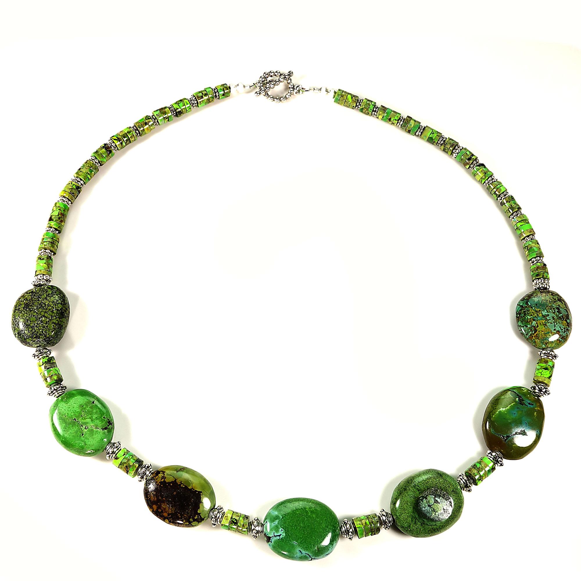 AJD 22 Inch Stunning Green Turquoise Nugget Necklace at 1stDibs | green ...