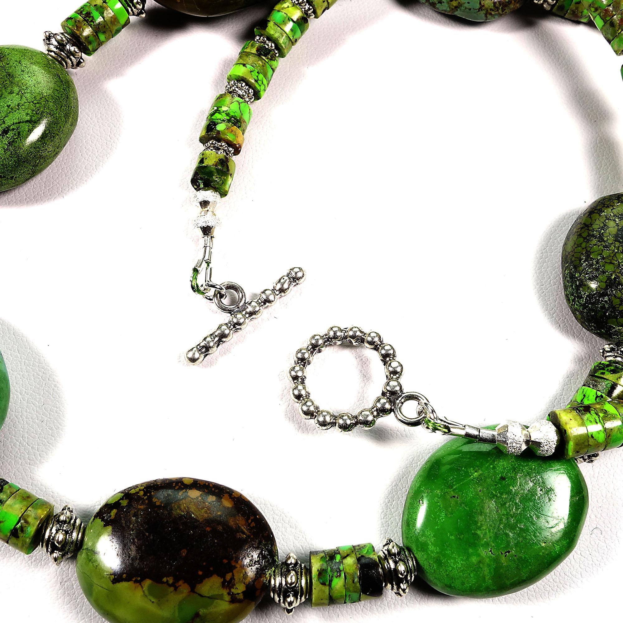 AJD 22 Inch Stunning Green Turquoise Nugget Necklace at 1stDibs | green ...