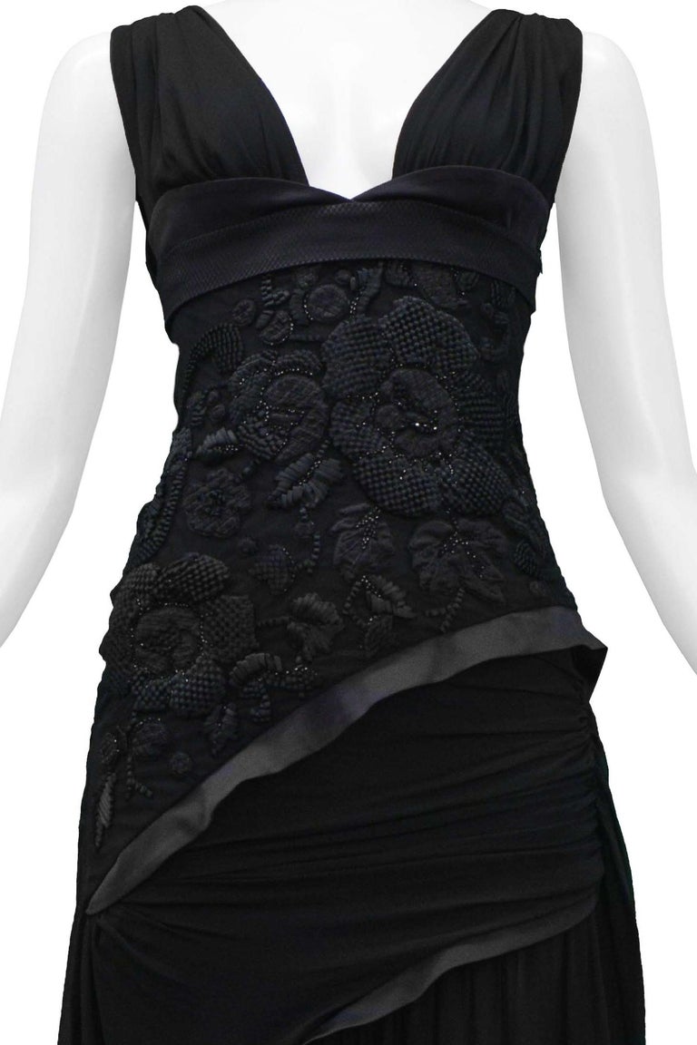 Stunning Gucci Black Floral Embroidered Cutout Evening Gown 2005 For ...