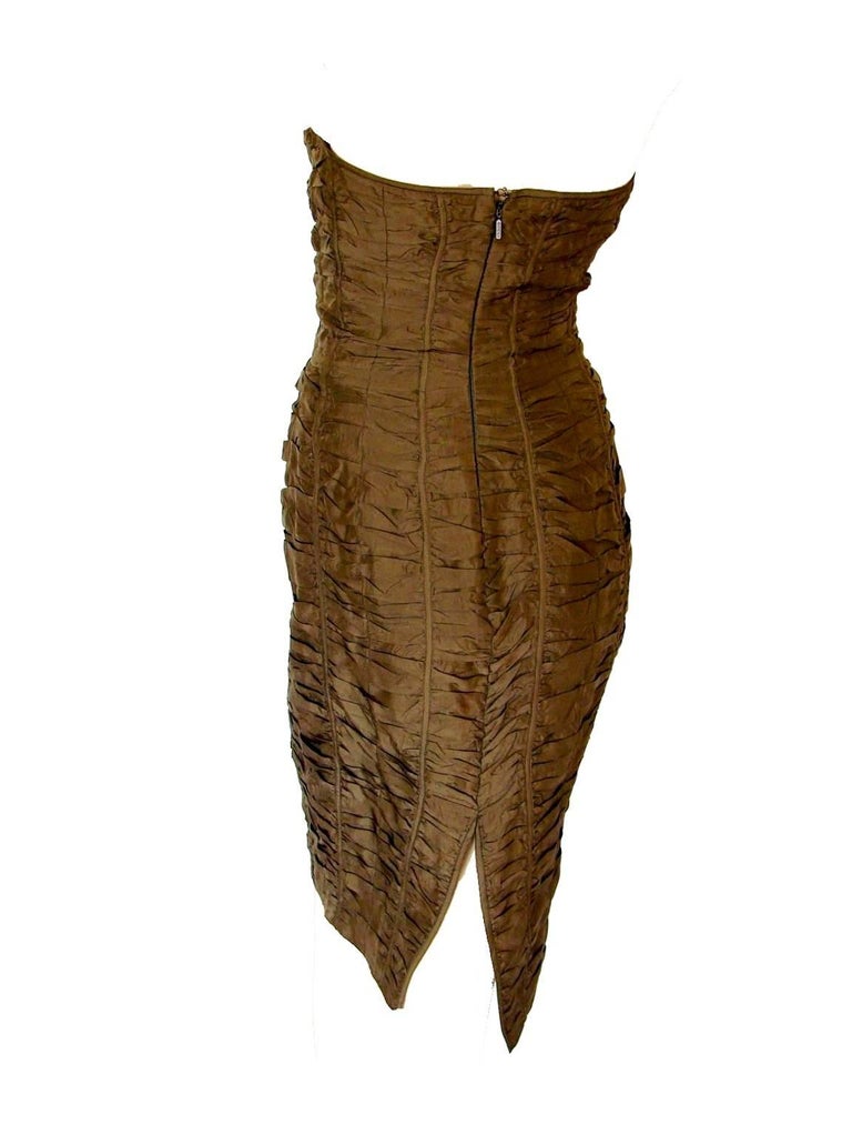 Stunning Gucci by Tom Ford 2001 Ruched Silk Corset Dress at 1stDibs ...