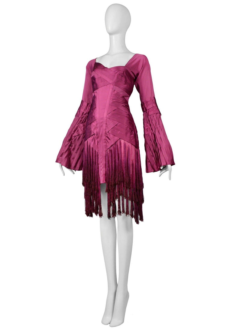 Stunning Gucci By Tom Ford Magenta Tassel Runway Dress 2004 For Sale at ...