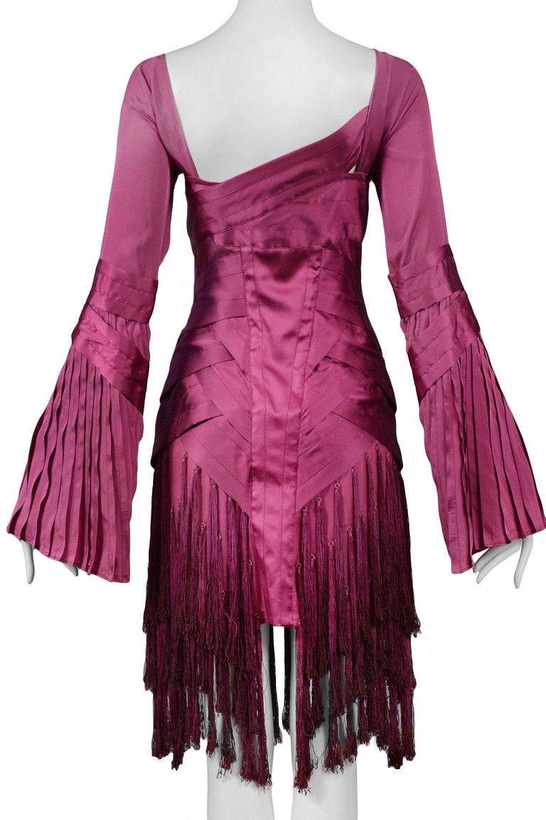 Stunning Gucci By Tom Ford Magenta Tassel Runway Dress 2004 For Sale at ...