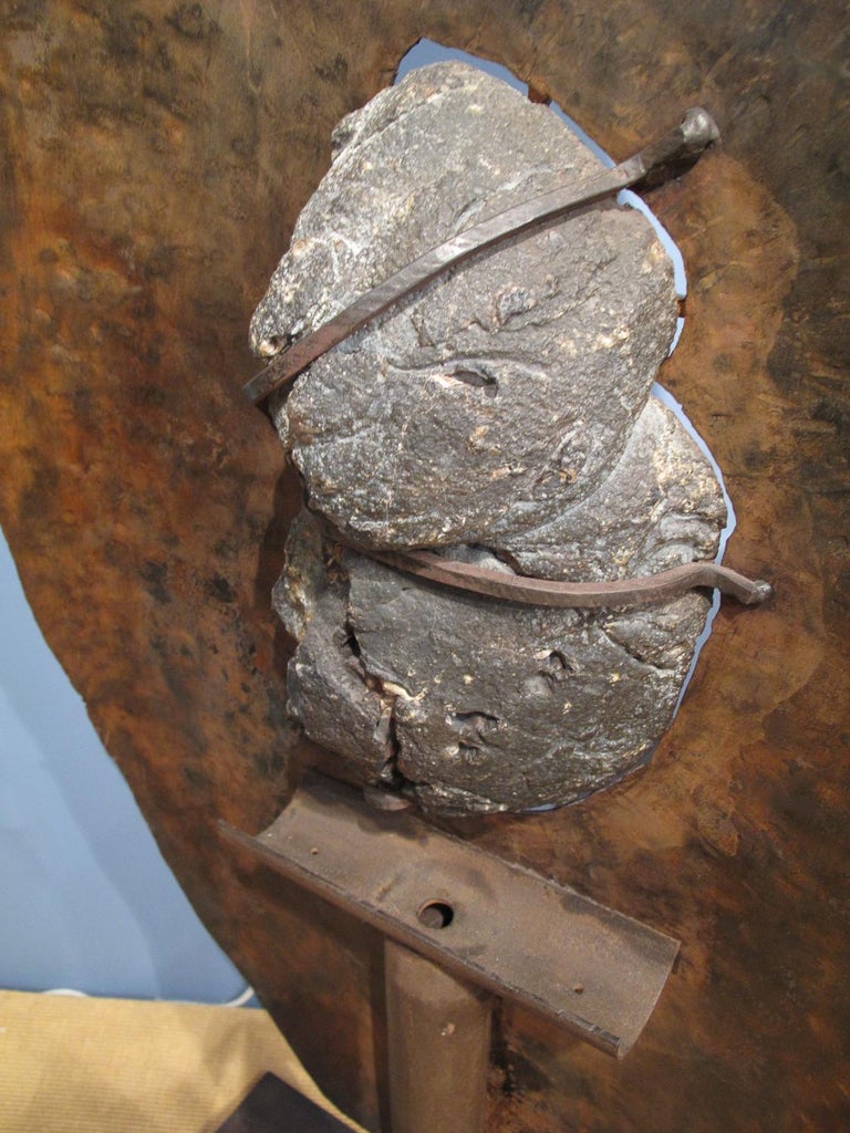 Stunning Hammered Iron and Geode Standing Sculpture For Sale at 1stDibs