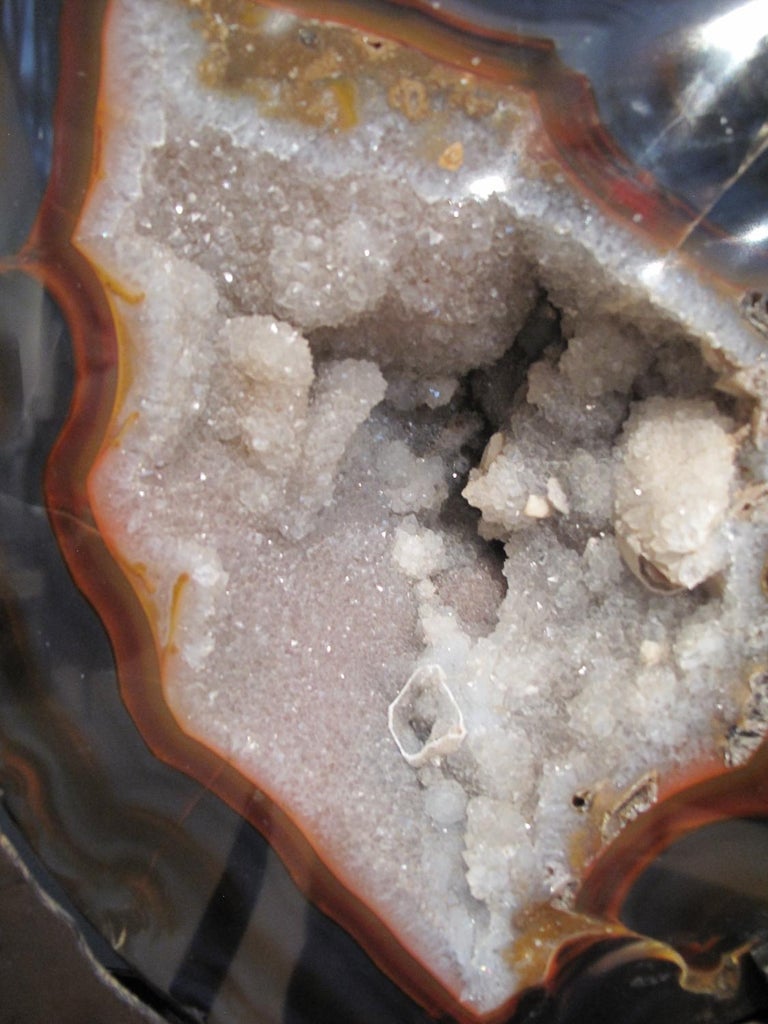 Stunning Hammered Iron and Geode Standing Sculpture For Sale at 1stDibs