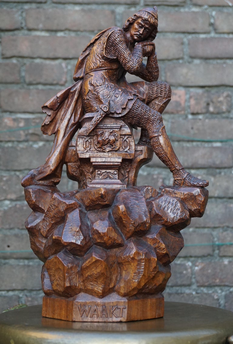 Stunning Hand Carved Early 20th Century Wooden Knight Sculpture by E ...