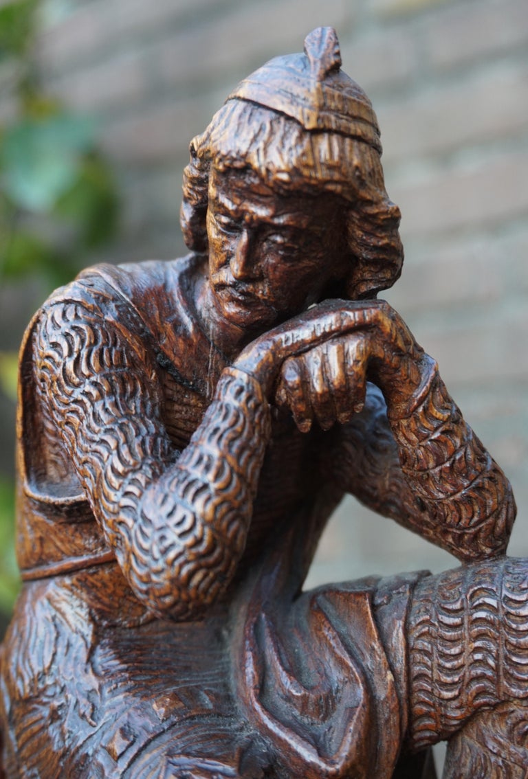 Stunning Hand Carved Early 20th Century Wooden Knight Sculpture by E ...