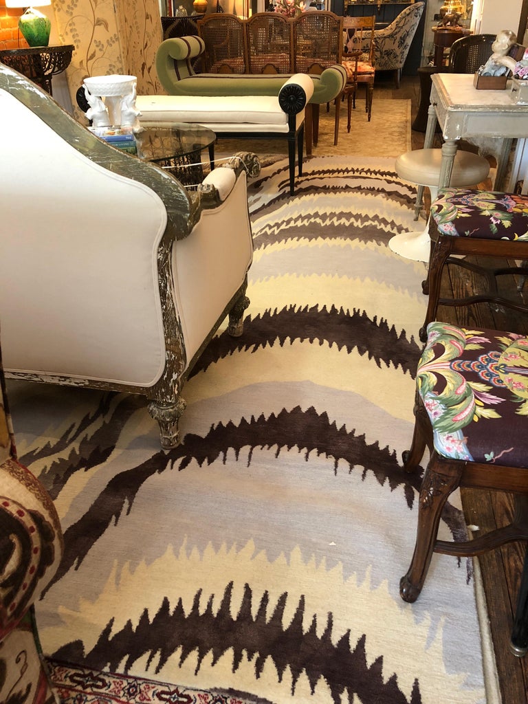 Stunning Handwoven Custom Silk and Wool Tibetan Rug at 1stDibs